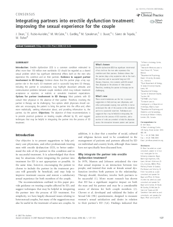 (PDF) Integrating partners into erectile dysfunction treatment ...