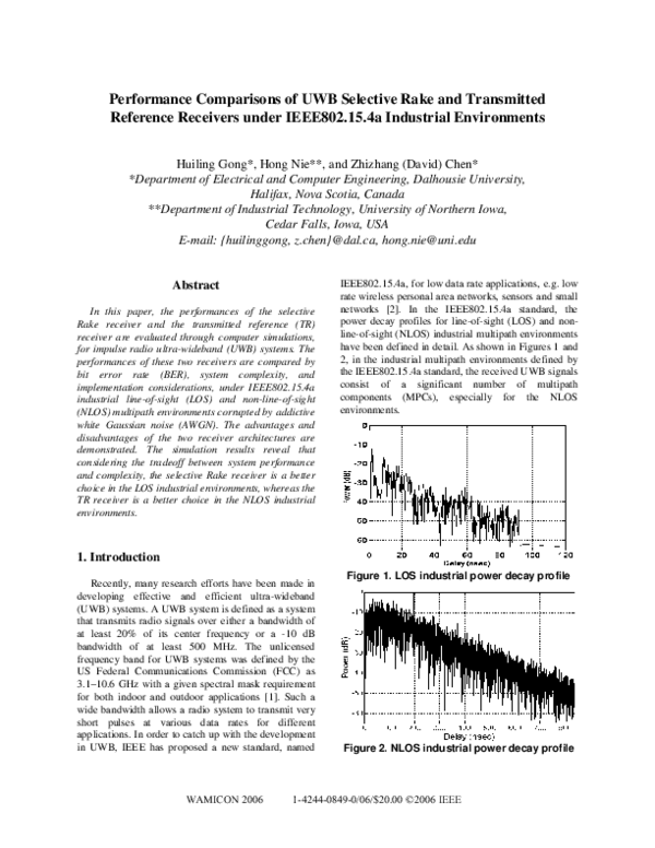 (PDF) Performance Comparisons of UWB Selective Rake and Transmitted Reference Receivers under ...