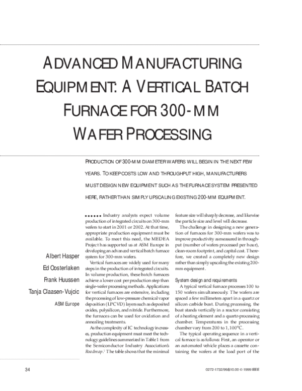 (PDF) Advanced manufacturing equipment: a vertical batch furnace for ...