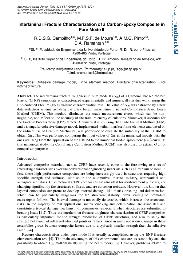 Pdf Mode Iii Interlaminar Fracture Of Carbon Epoxy Laminates Using A