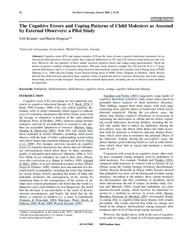 (PDF) The Cognitive Errors and Coping Patterns of Child Molesters as ...