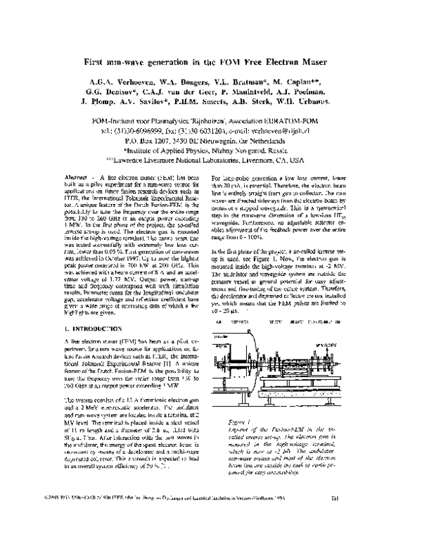 (PDF) First mm-wave generation in the FOM free electron maser