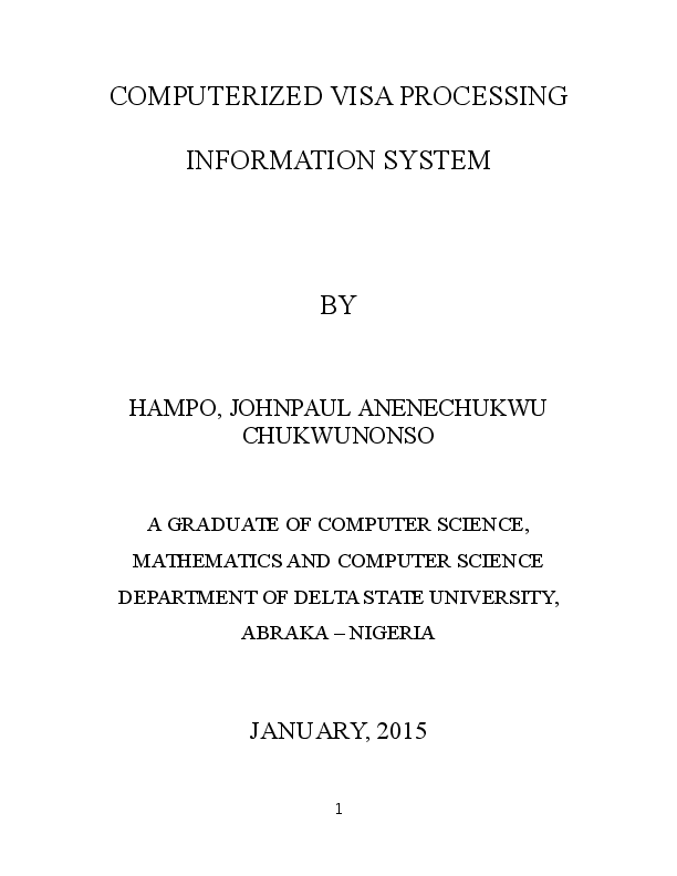 (DOC) COMPUTERIZED VISA PROCESSING INFORMATION SYSTEM