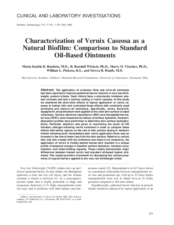 (PDF) Characterization of Vernix Caseosa as a Natural Biofilm ...