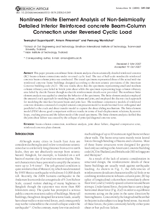 (PDF) Nonlinear Finite Element Analysis of Non-Seismically Detailed Interior Reinforced concrete ...