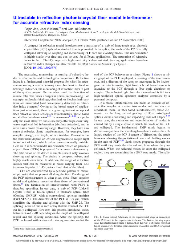 (PDF) Ultrastable in reflection photonic crystal fiber modal ...