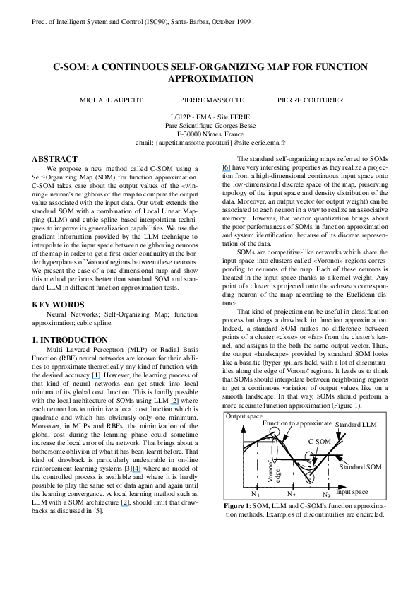 (PDF) C-SOM: A CONTINUOUS SELF-ORGANIZING MAP FOR FUNCTION APPROXIMATION (PDF) C-SOM: A CONTINUOUS SELF-ORGANIZING MAP FOR FUNCTION APPROXIMATION