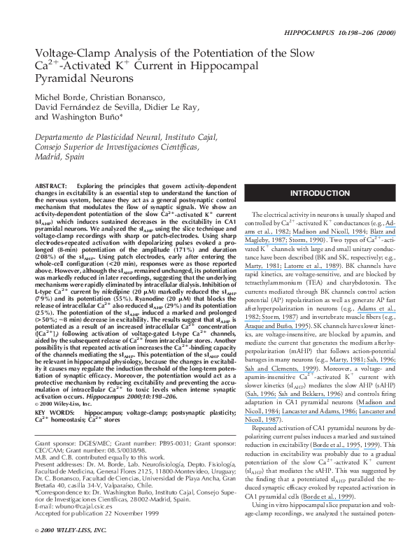 (PDF) Voltage-clamp analysis of the potentiation of the slow Ca2 ...