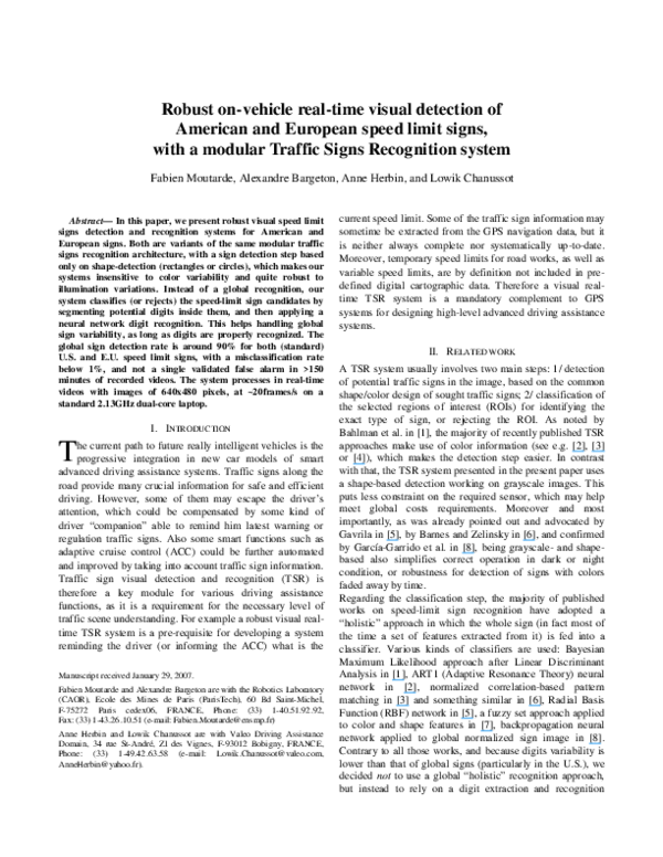 (PDF) Robust on-vehicle real-time visual detection of American and ...
