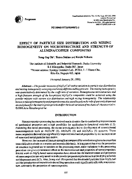 Pdf Effect Of Particle Size Distribution And Mixing Homogeneity On Microstructure And Strength