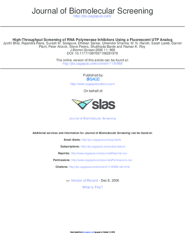 (PDF) High-Throughput Screening of RNA Polymerase Inhibitors Using a ...