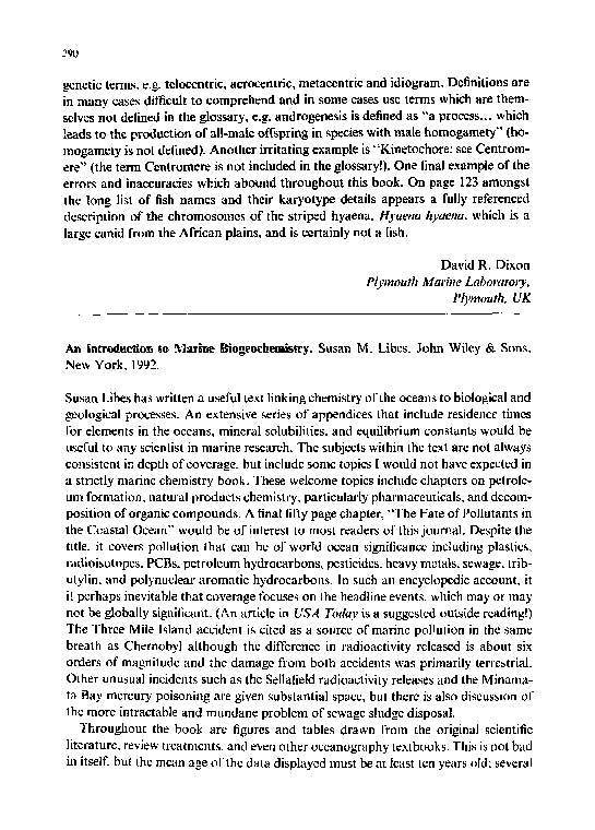 (PDF) An introduction to marine biogeochemistry Susan M. Libes. John ...