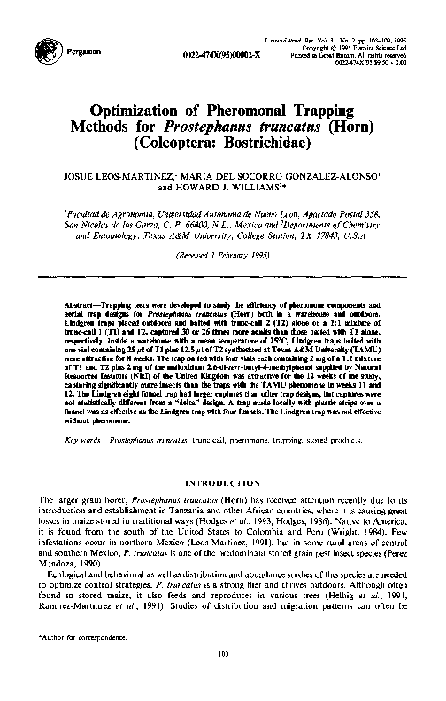 (PDF) Optimization of pheromonal trapping methods for Prostephanus ...