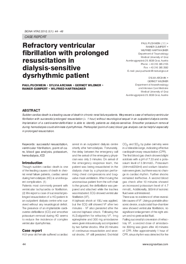 Refractory ventricular fibrillation with prolonged resuscitation in ...