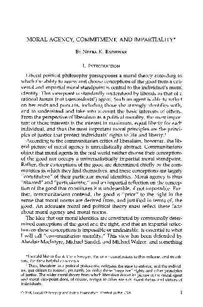 (PDF) Moral Agency, Commitment, and Impartiality