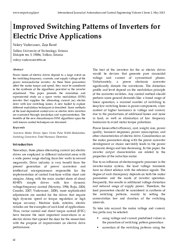 (PDF) Improved Switching Patterns of Inverters for Electric Drive Applications