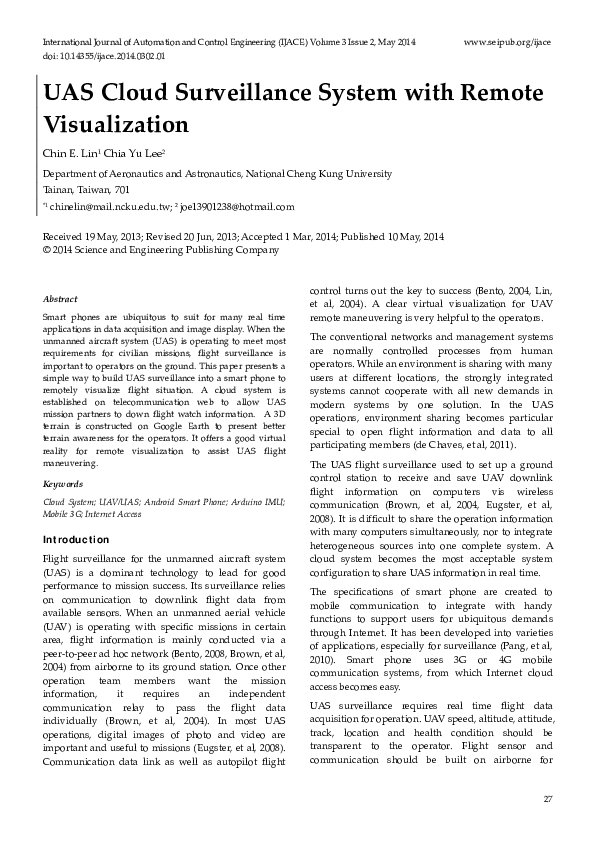 (PDF) UAS Cloud Surveillance System with Remote Visualization | Co. SEP ...