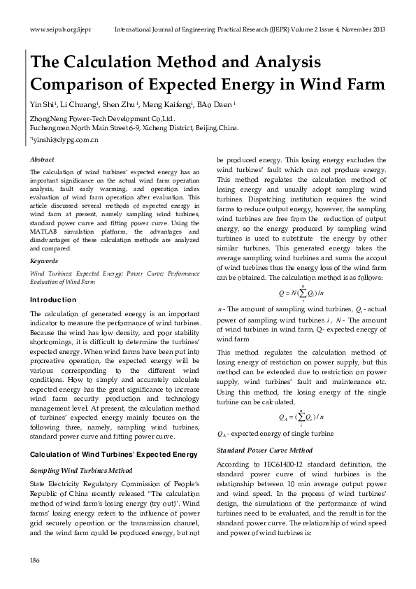 (PDF) The Calculation Method and Analysis Comparison of Expected Energy ...