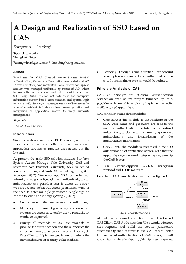 (PDF) A Design and Realization of SSO based on CAS