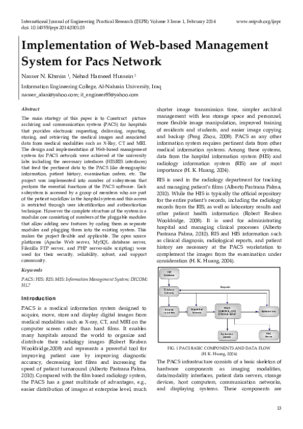 (PDF) Implementation of Web-based Management System for Pacs Network