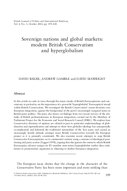 (PDF) Sovereign nations and global markets: modern British Conservatism ...