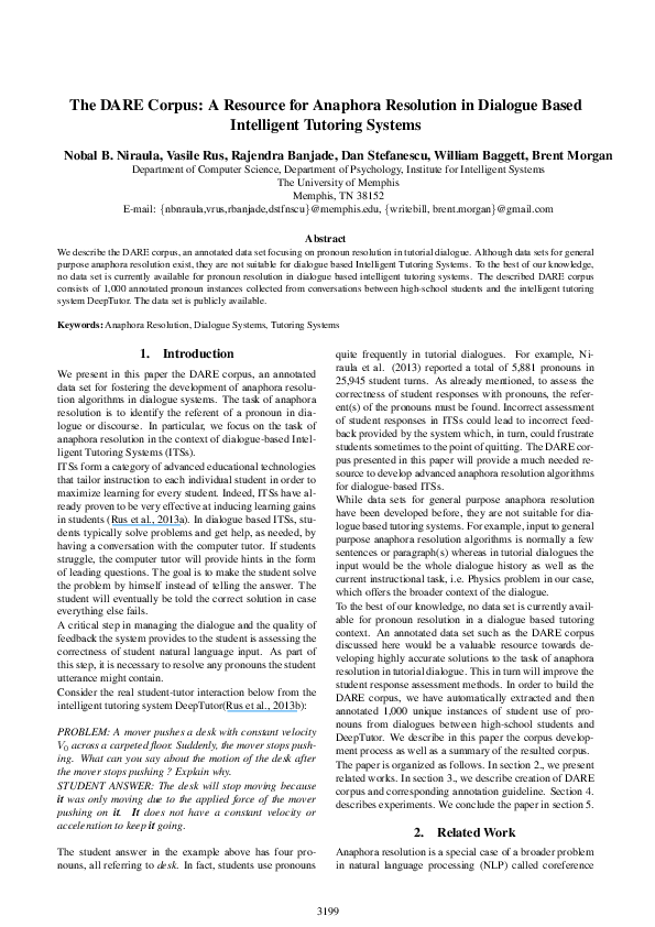 (PDF) The dare corpus: A resource for anaphora resolution in dialogue based intelligent tutoring ...