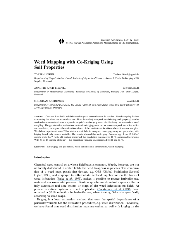 (PDF) Weed Mapping with CoKriging Using Soil Properties