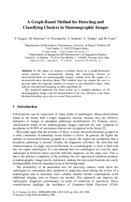 Pdf A Graph Based Method For Detecting And Classifying Clusters In Mammographic Images