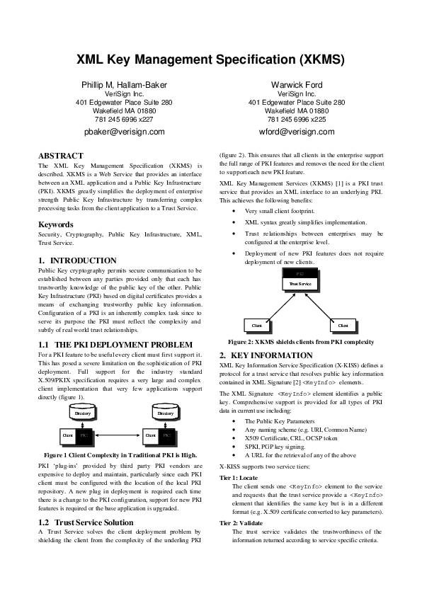 (PDF) XML key management specification (XKMS)