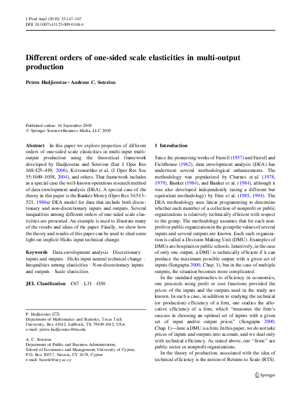(PDF) Different orders of one-sided scale elasticities in multi-output ...
