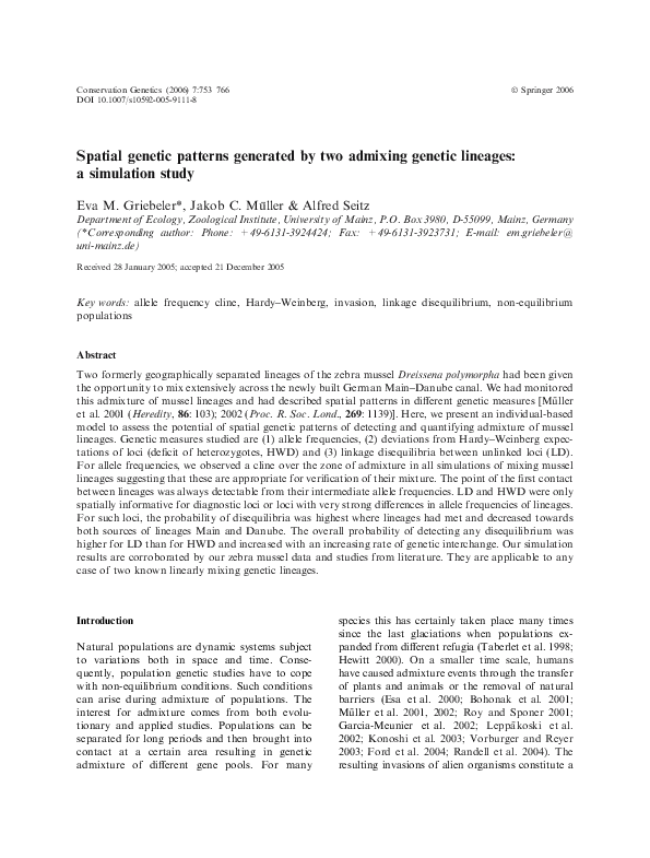 (PDF) Spatial genetic patterns generated by two admixing genetic ...