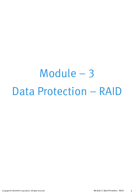 (PDF) Module 3: Data Protection -RAID Module – 3