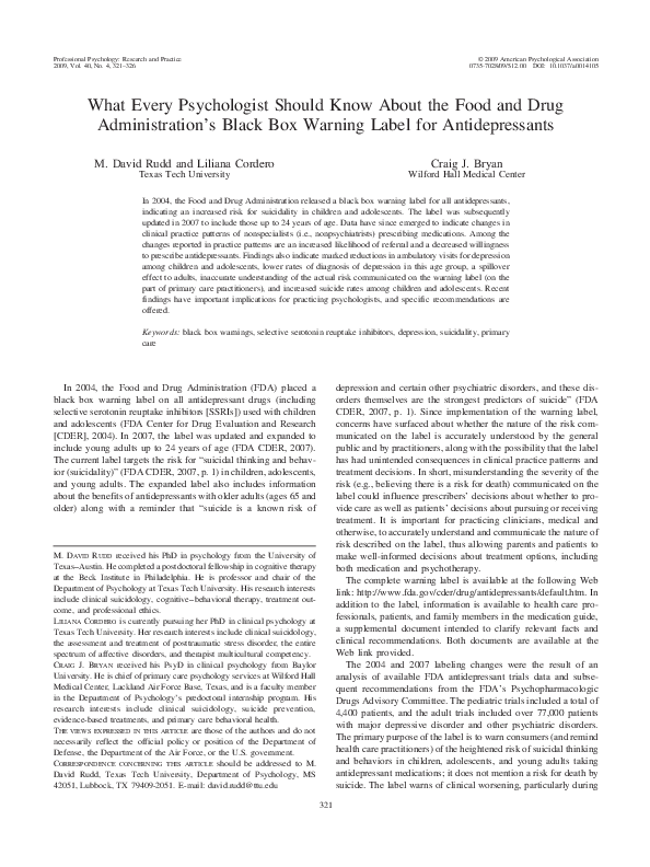 (PDF) What Every Psychologist Should Know About the Food and Drug ...