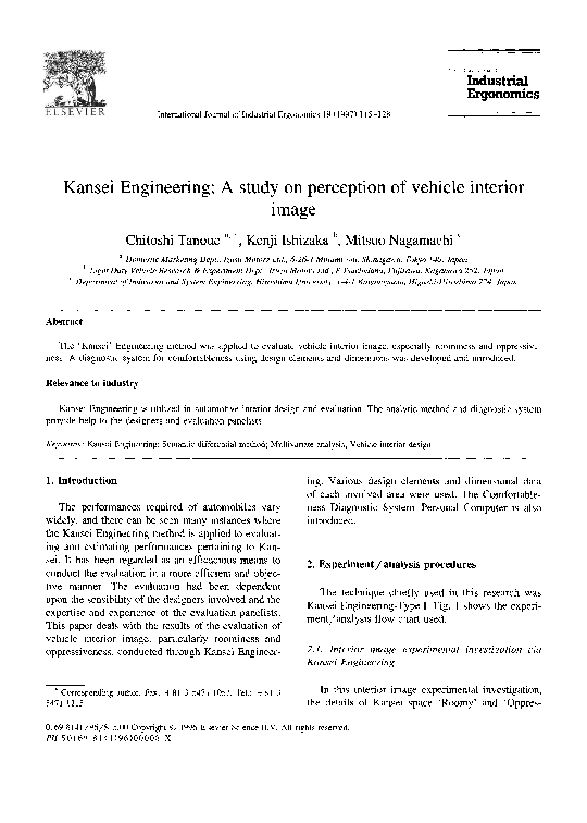 (PDF) Kansei engineering: A study on perception of vehicle interior image