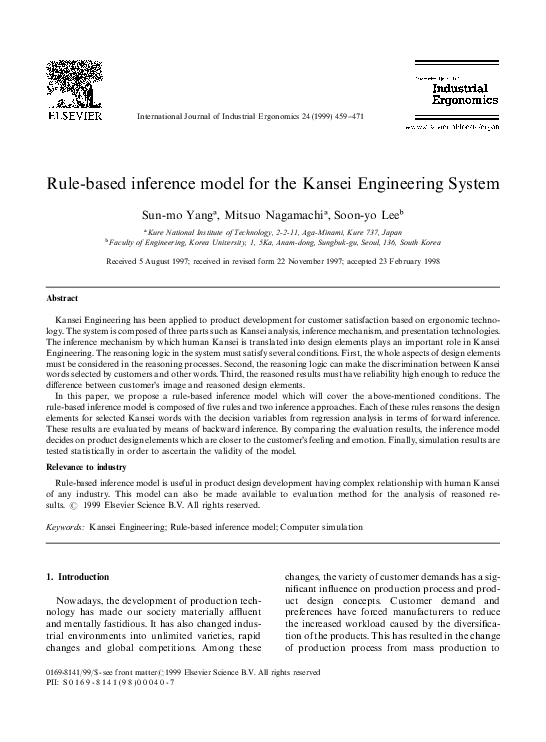 (PDF) Rule-based inference model for the Kansei Engineering System