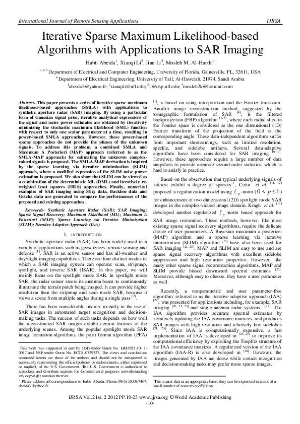 Pdf Iterative Sparse Maximum Likelihood Based Algorithms With