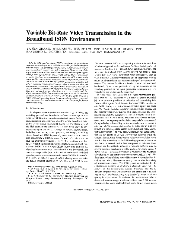 (PDF) Variable bit-rate video transmission in the broadband ISDN environment