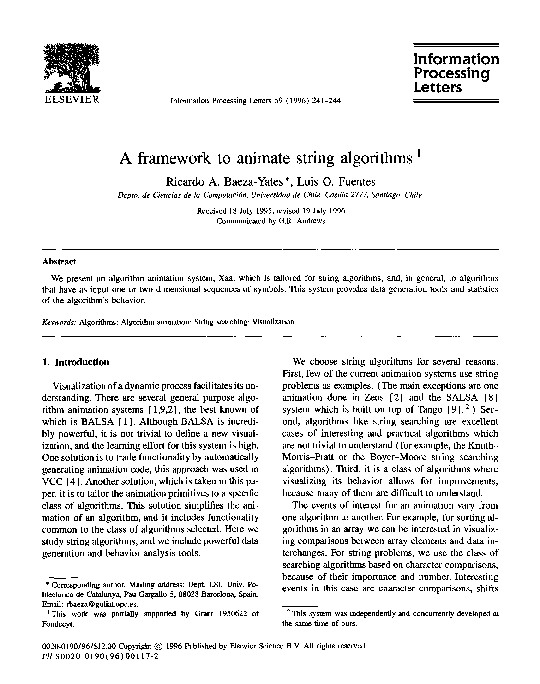 (PDF) A framework to animate string algorithms