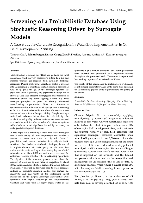 (PDF) Screening of a Probabilistic Database Using Stochastic Reasoning Driven by Surrogate ...