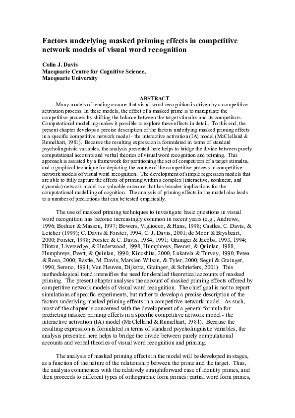 (PDF) Factors underlying masked priming effects in competitive network ...