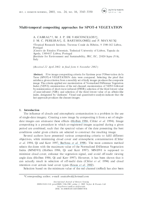 (PDF) Multi-temporal compositing approaches for SPOT4 VEGETATION