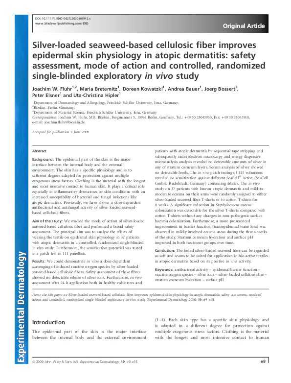 (PDF) Silver-loaded seaweed-based cellulosic fiber improves epidermal ...