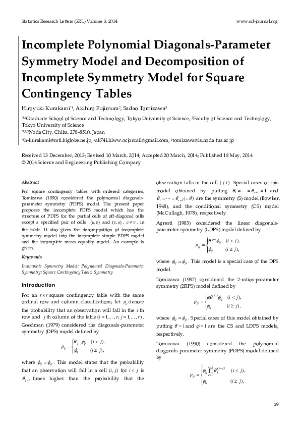 Pdf Incomplete Polynomial Diagonals Parameter Symmetry Model And Decomposition Of Incomplete