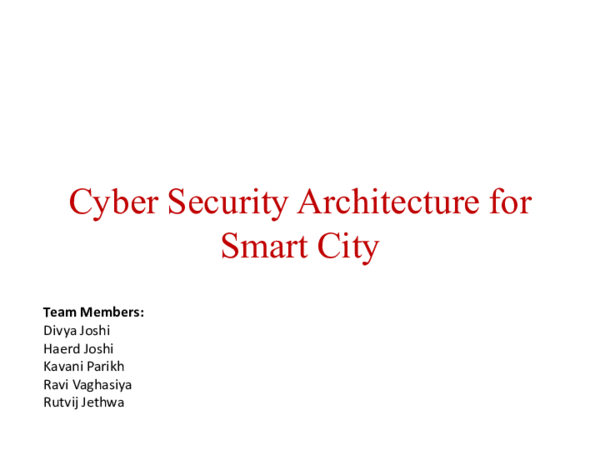 (PDF) Cyber Security Architecture for Smart City