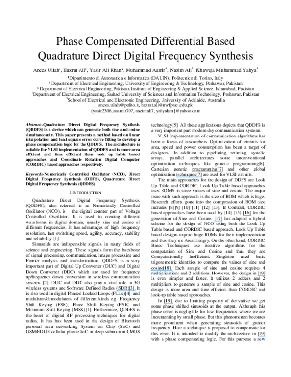 (PDF) Phase compensated differential based quadrature direct digital frequency synthesis