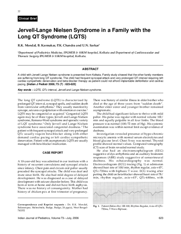 (PDF) Jervell-Lange Nielsen syndrome in a family with the long QT ...