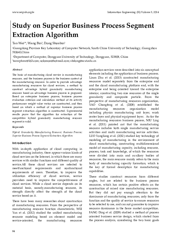 (PDF) Study on Superior Business Process Segment Extraction Algorithm