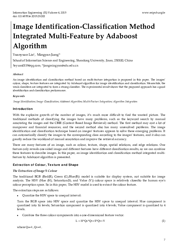 Pdf Image Identification Classification Method Integrated Multi Feature By Adaboost Algorithm