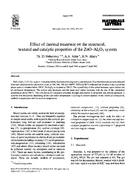 (PDF) Effect of thermal treatment on the structural, textural and catalytic properties of the ...