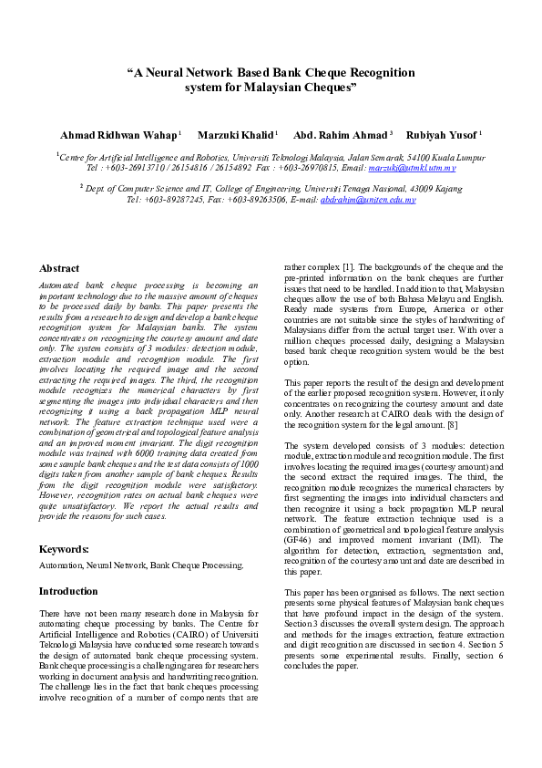 PDF A Neural Network Based Bank Cheque Recognition System For pdf-a-neural-network-based-bank-cheque-recognition-system-for
